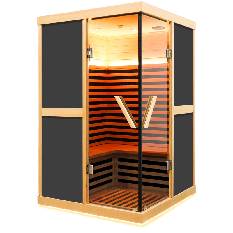 Pynsseu Infrared Sauna Two Person Saunas APP Control 1980W Canadian Hemlock Wood | Wayfair